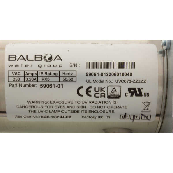 Balboa UV Sanitation System, BWG Wavetec254™, 230v, 7W, 3/4"b [59061-0
