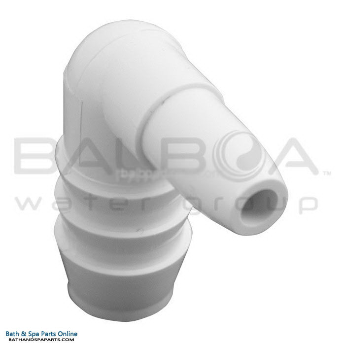 Balboa Micro Jet 1/4" x Orifice 90° Elbow 1/2" Slip [White] (23850)