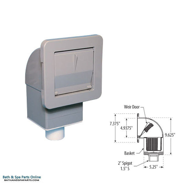 Waterway Square Spa Skimmer/Skim Filter [1.5" S x 2" Spigot] [Front Ac